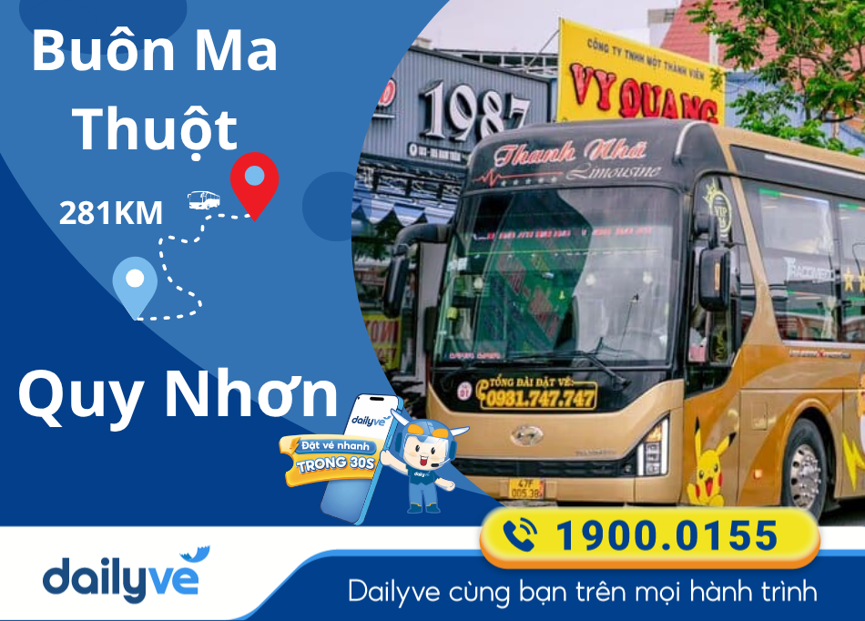 Đặt vé xe từ Buôn Ma Thuột đi Quy Nhơn tại Dailyve chỉ từ 250k