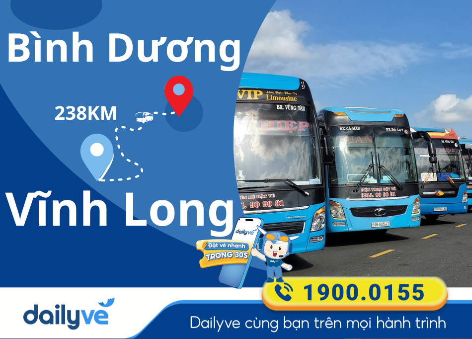 Đặt vé xe từ Bình Dương đi Vĩnh Long tại Dailyve chỉ từ 200k